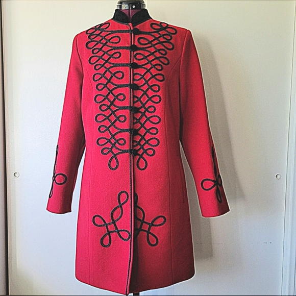 Focus | Jackets & Coats | Focus Red Dandy Coat With Black Detailing ...